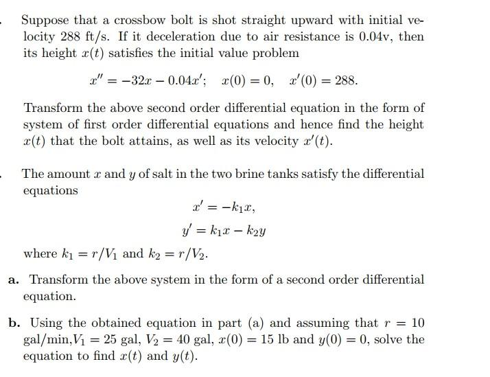 Solved Suppose that a crossbow bolt is shot straight upward | Chegg.com