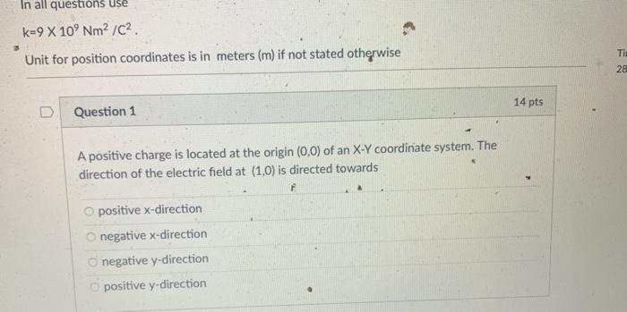 Solved In all questions use k=9 X 109 Nm2/C2 Unit for | Chegg.com