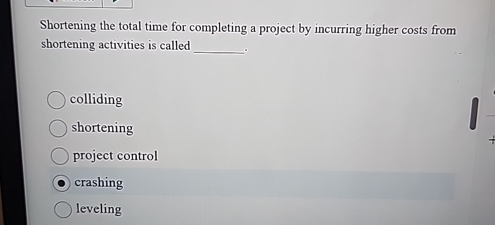 Solved Shortening the total time for completing a project by | Chegg.com