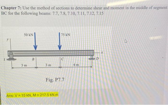 Solved Chapter 7: Use the method of sections to determine | Chegg.com