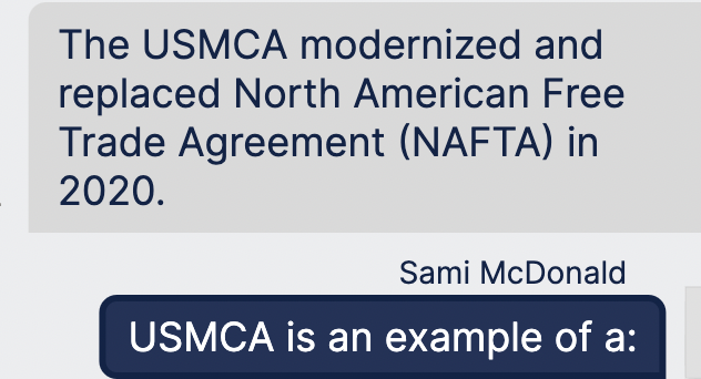 Solved The USMCA modernized and replaced North American Free | Chegg.com