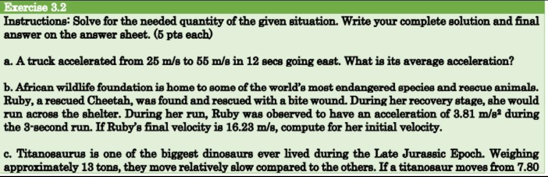 Solved Exercise 3.2 Instructions: Solve for the needed | Chegg.com