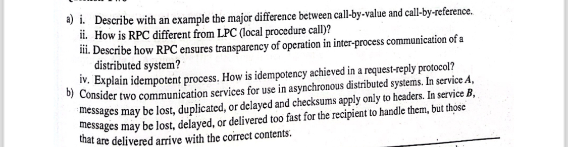 Solved a) ﻿i. ﻿Describe with an example the major difference | Chegg.com
