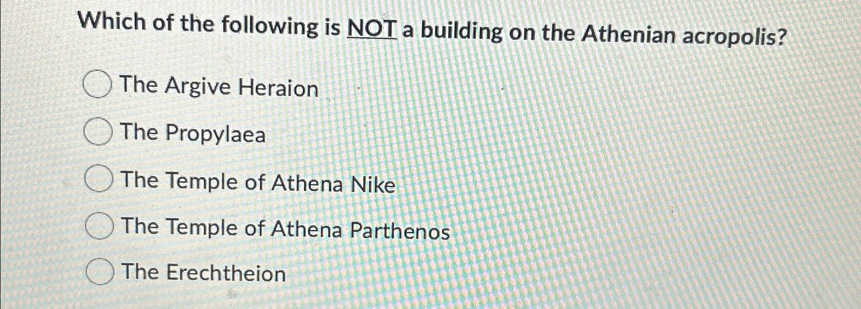 Solved Which of the following is NOT a building on the | Chegg.com