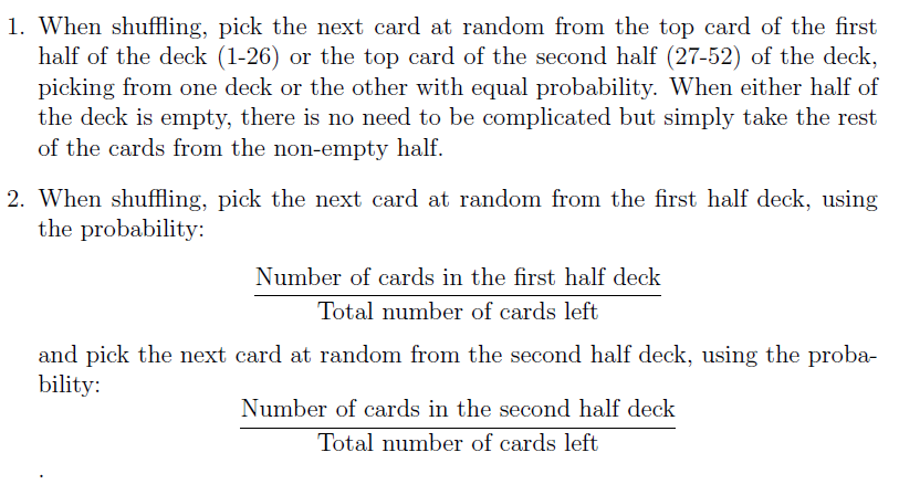 Solved Make two python functions to shuffle the card in the | Chegg.com