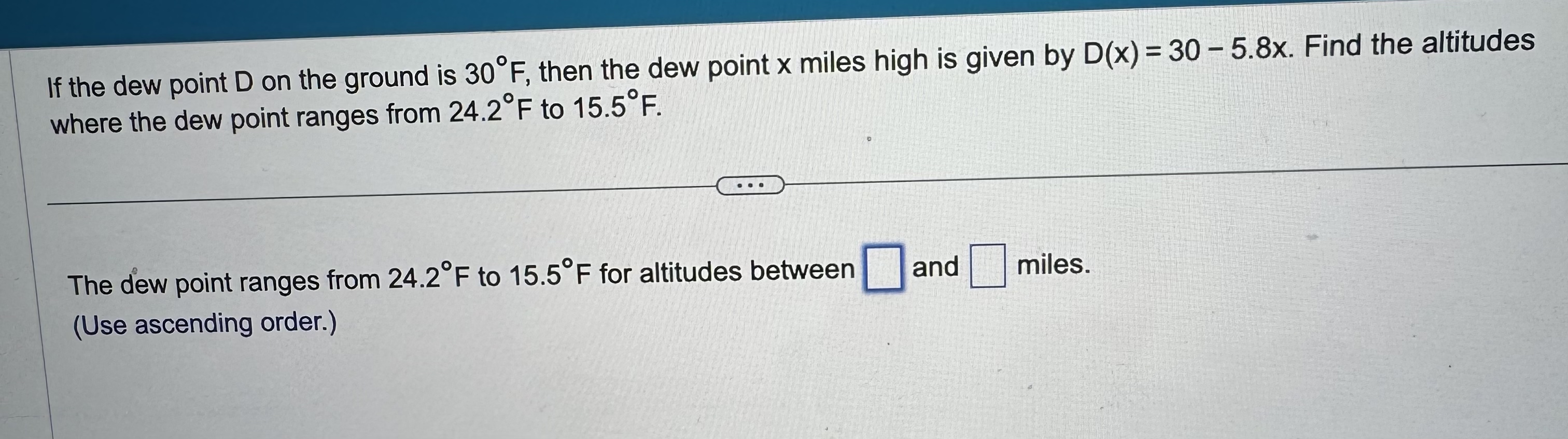 Solved If the dew point D ﻿on the ground is 30°F, ﻿then the | Chegg.com