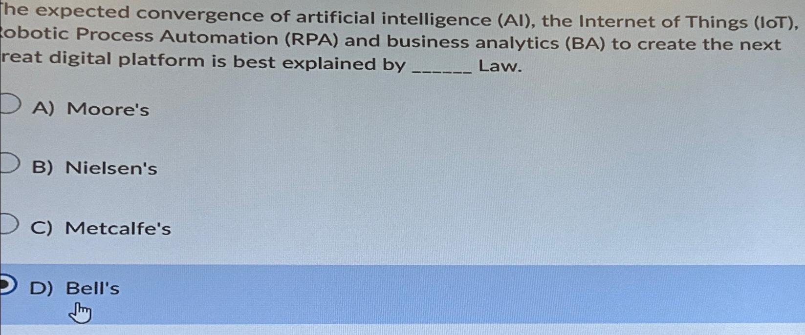 Solved he expected convergence of artificial intelligence | Chegg.com