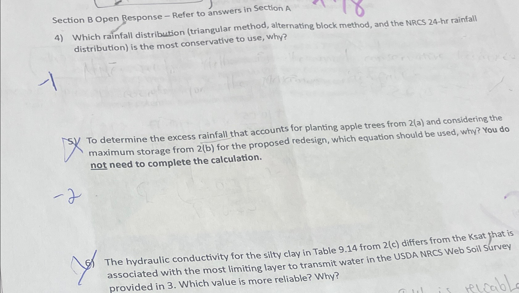 Solved Section B Open Response - ﻿Refer to answers in | Chegg.com