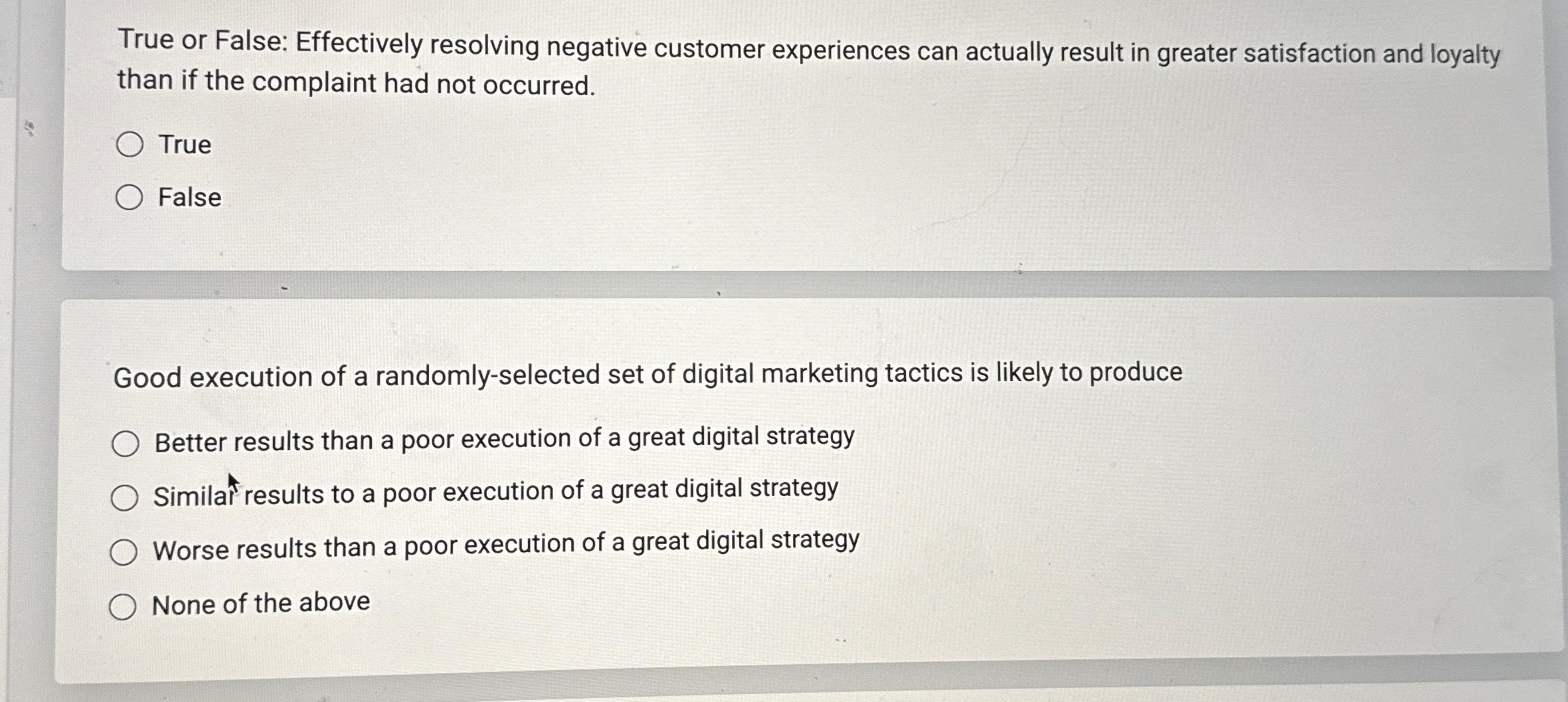Solved True or False: Effectively resolving negative | Chegg.com