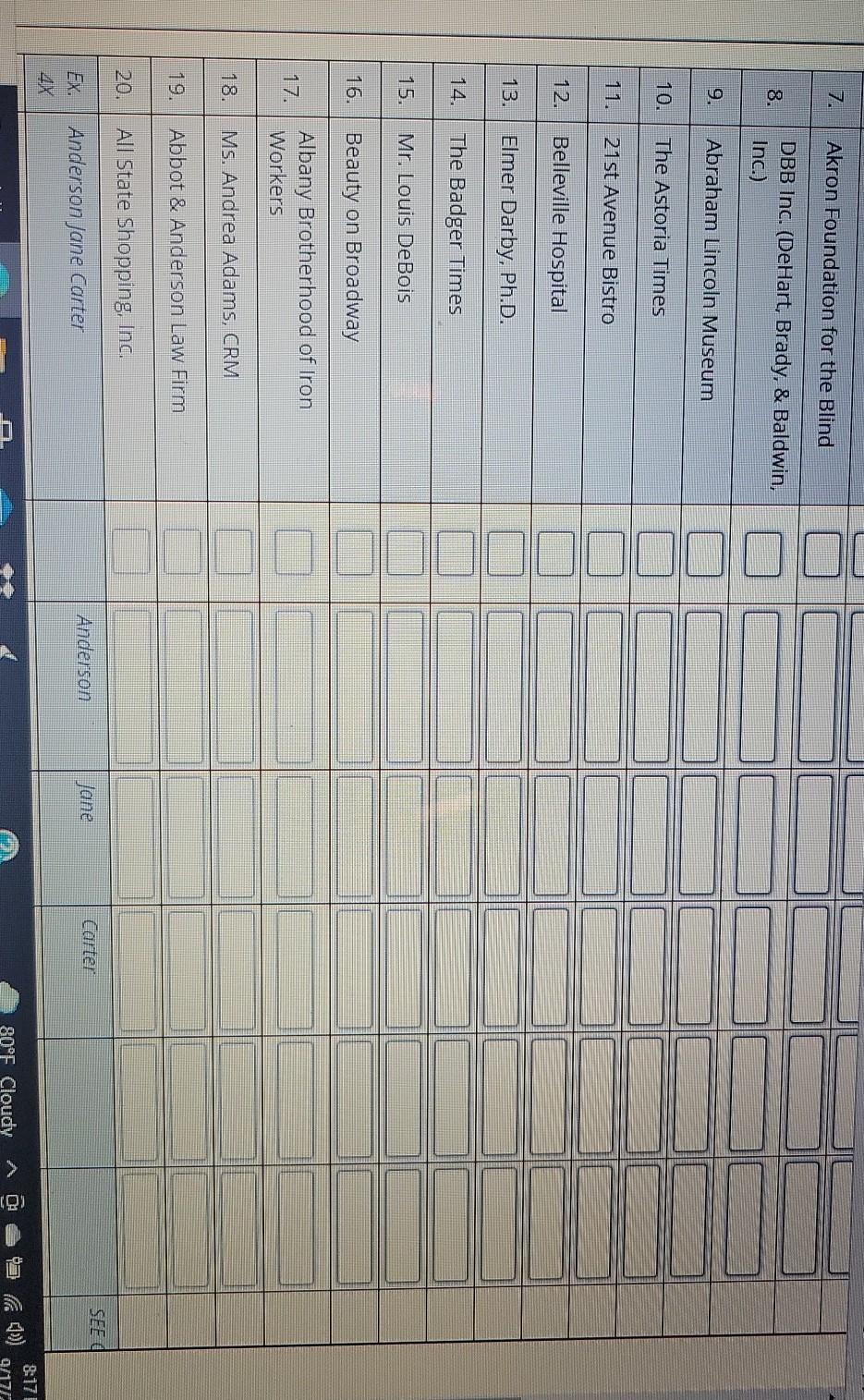 1. Index each name in the table. Code each name by | Chegg.com