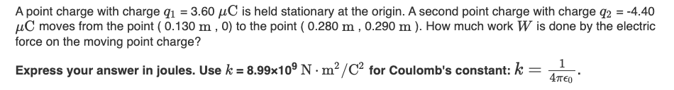 Solved A point charge with charge q1=3.60μC ﻿is held | Chegg.com