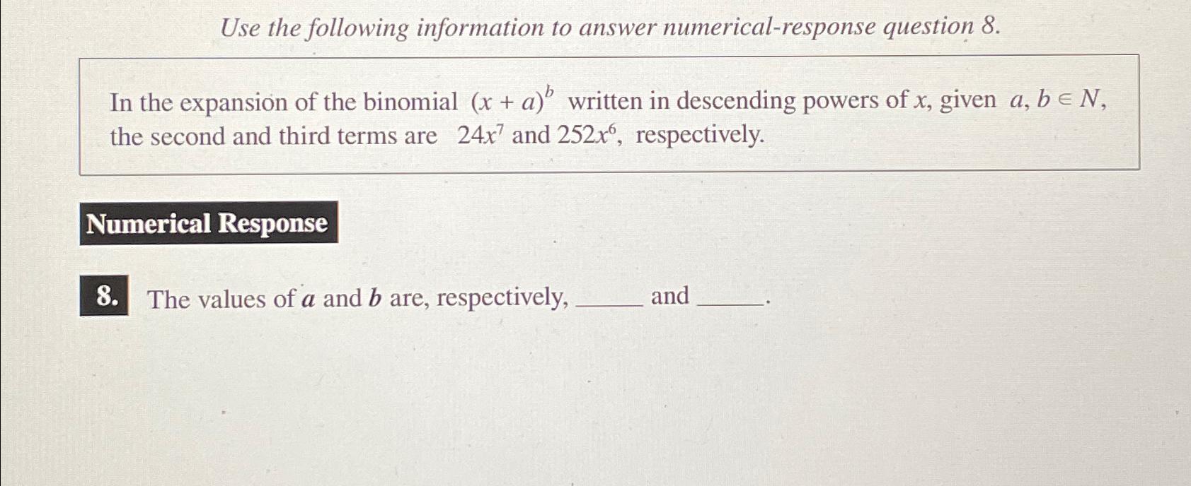 Solved Use the following information to answer | Chegg.com