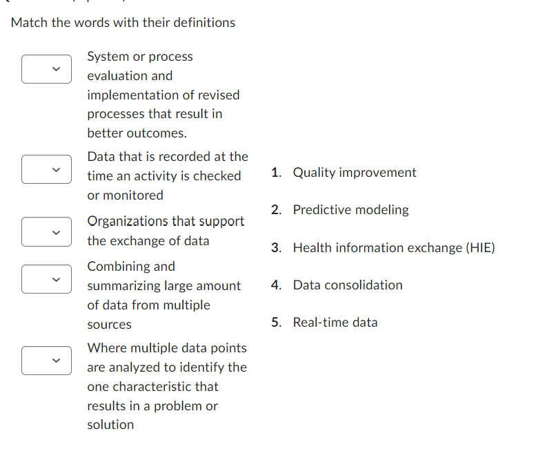 Solved Match the words with their definitionsSystem or | Chegg.com
