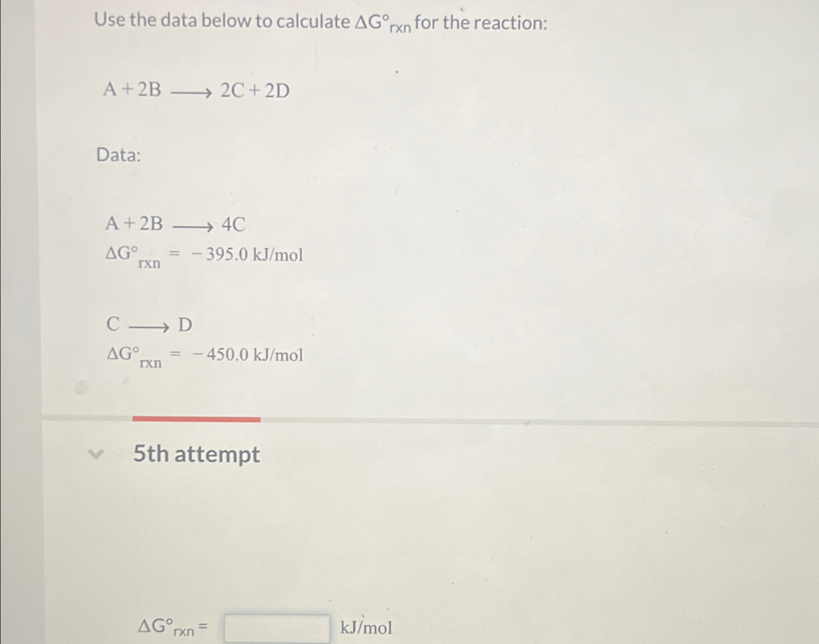 Solved Use the data below to calculate ΔG°?rxn ﻿for the | Chegg.com
