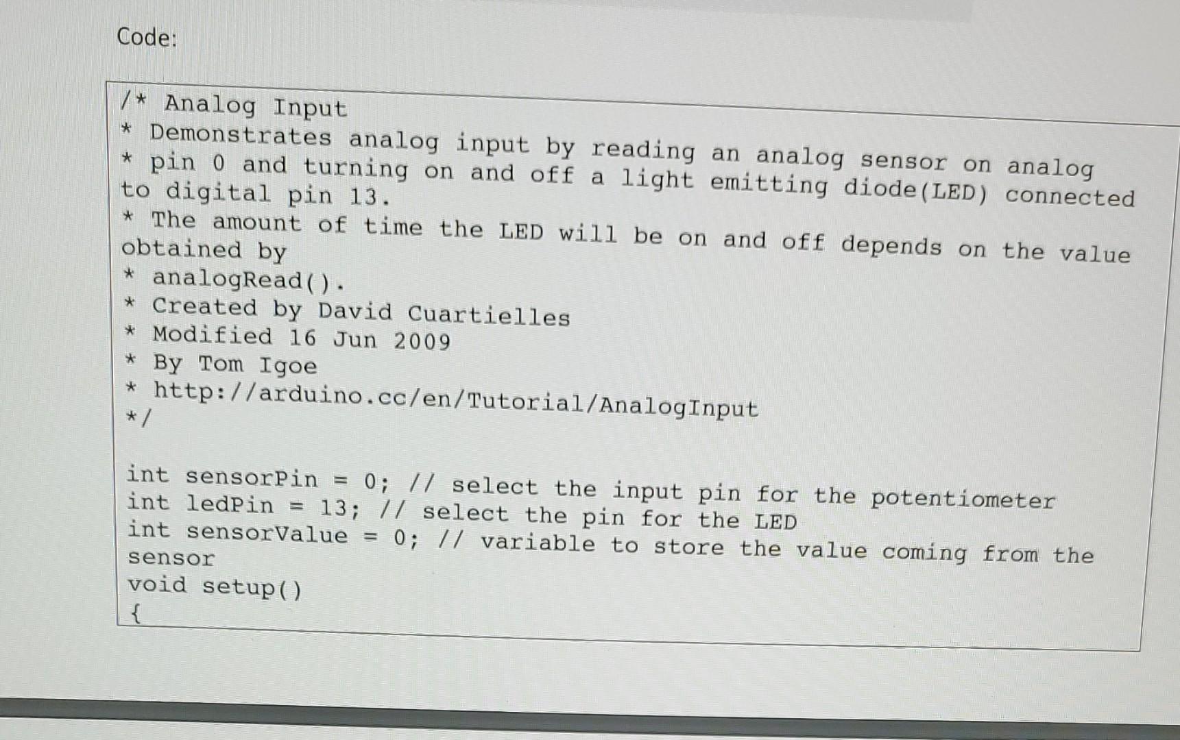 Solved For Lab 3 you built the Arduino setup with a knob and | Chegg.com
