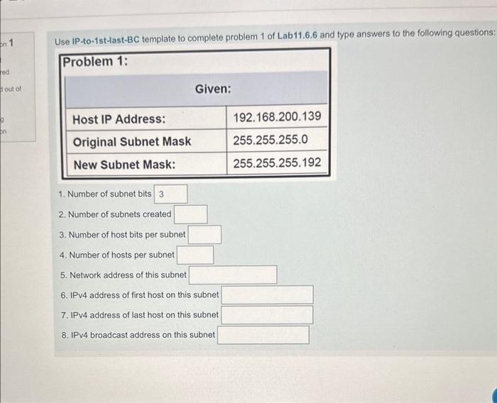 Solved Use IP-to-1st-last-BC template to complete problem 1 | Chegg.com