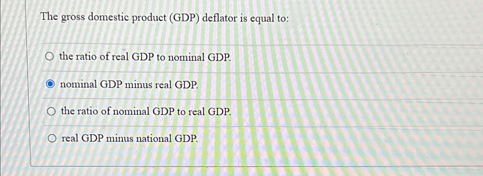 Solved The gross domestic product (GDP) ﻿deflator is equal | Chegg.com