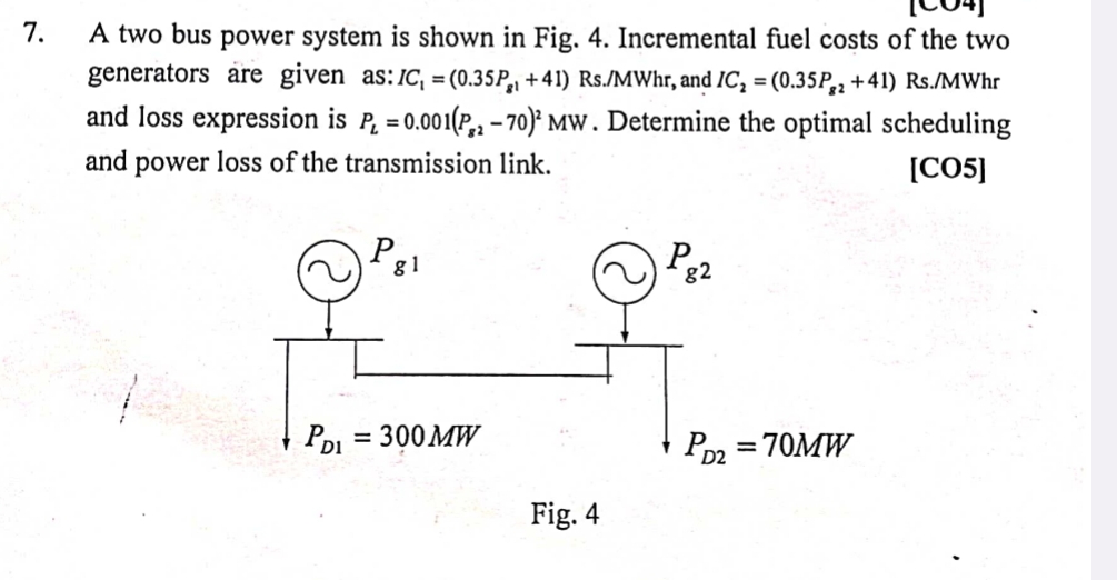 Solved A two bus power system is shown in Fig. 4. | Chegg.com