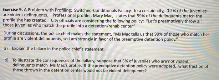Solved Exercise 9. A Problem with Profiling: | Chegg.com