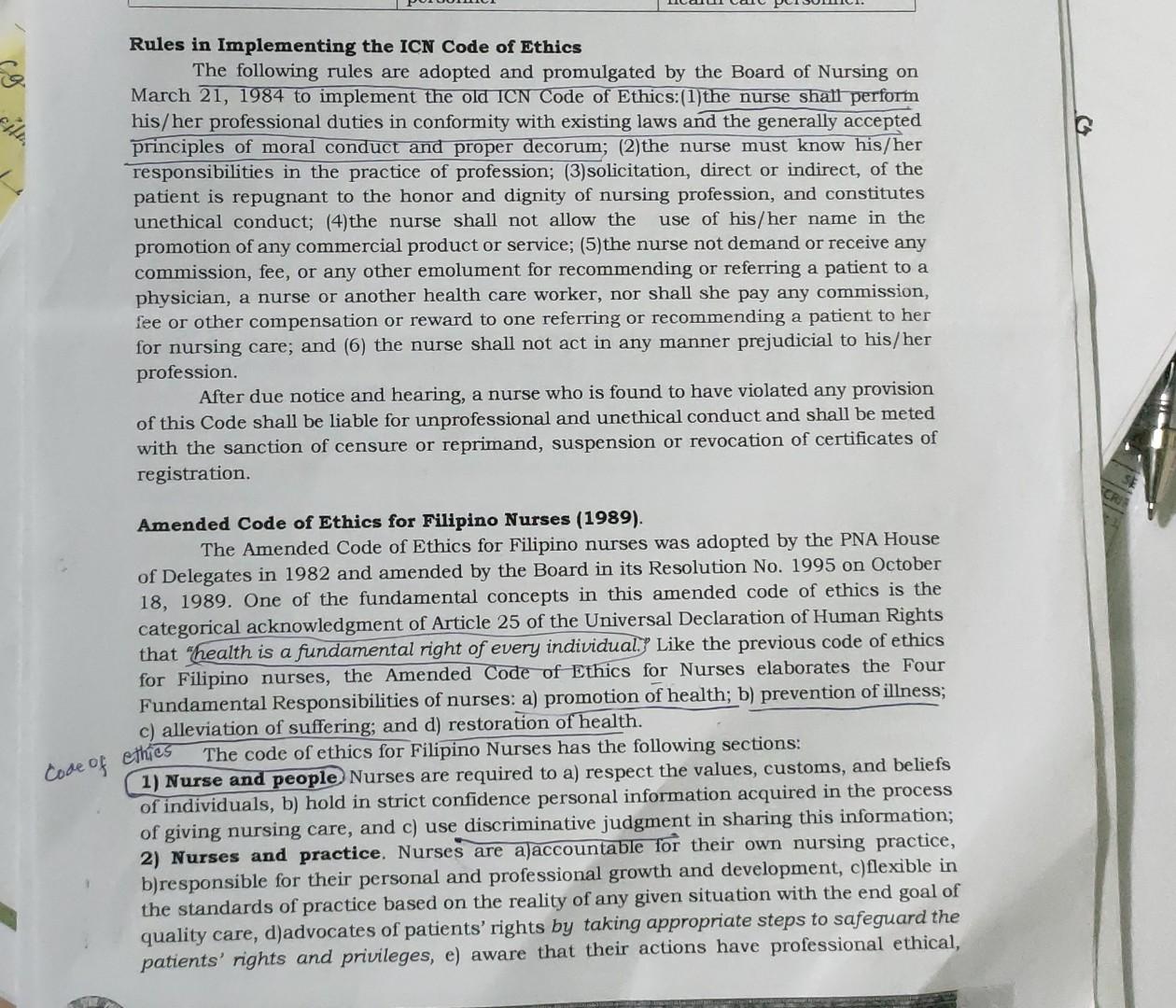 Solved 1.Choose one code of ethics that amended for Filipino | Chegg.com