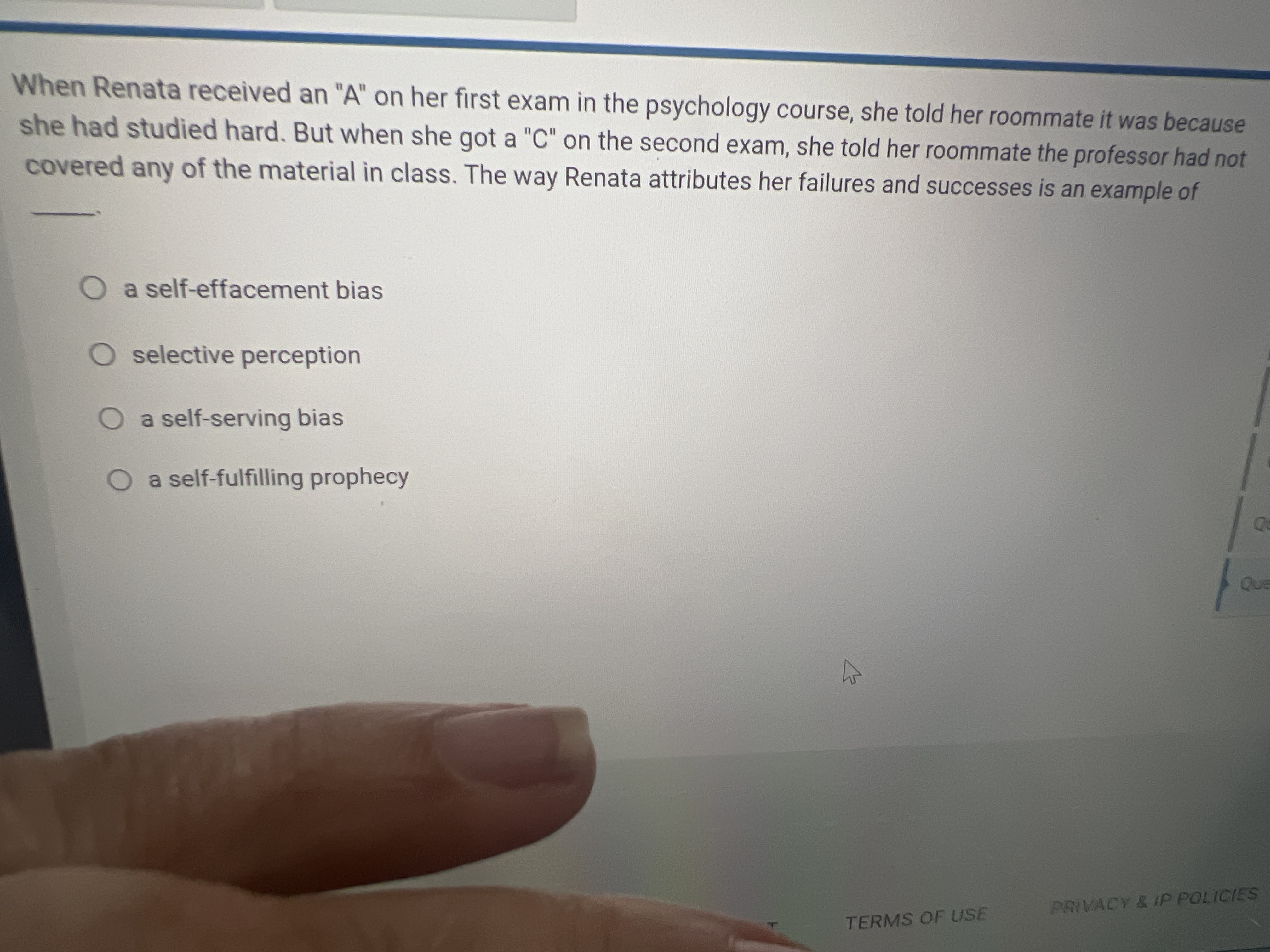 Solved When Renata received an "A" ﻿on her first exam in the | Chegg.com