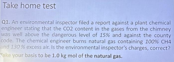 Solved Take home test Q1. An environmental inspector filed a | Chegg.com