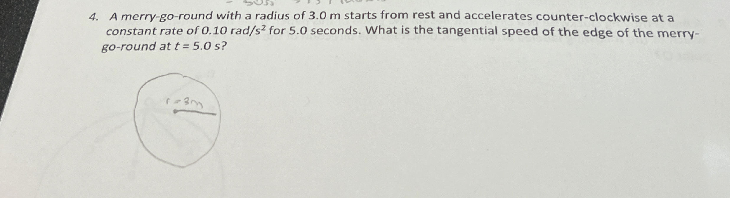 Solved A merry-go-round with a radius of 3.0 ﻿m starts from | Chegg.com