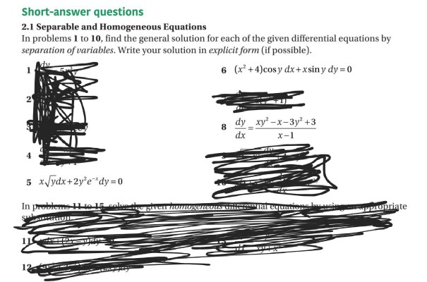 Solved Short Answer Questions 21 Separable And Homogeneous 4017