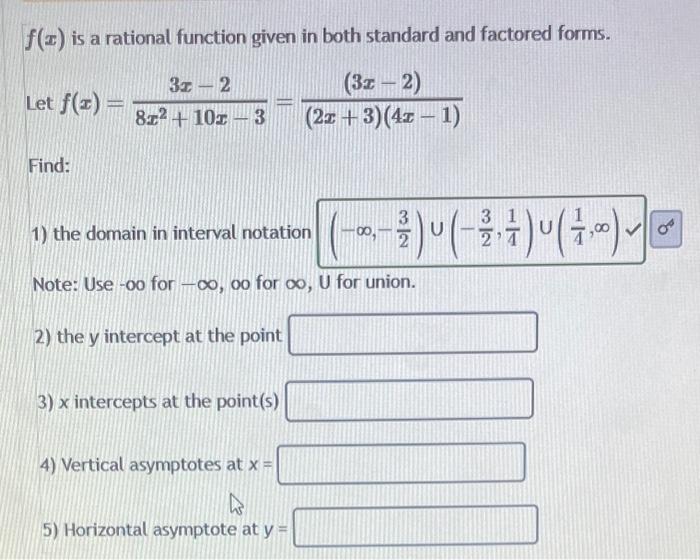 Solved f(x) is a rational function given in both standard | Chegg.com