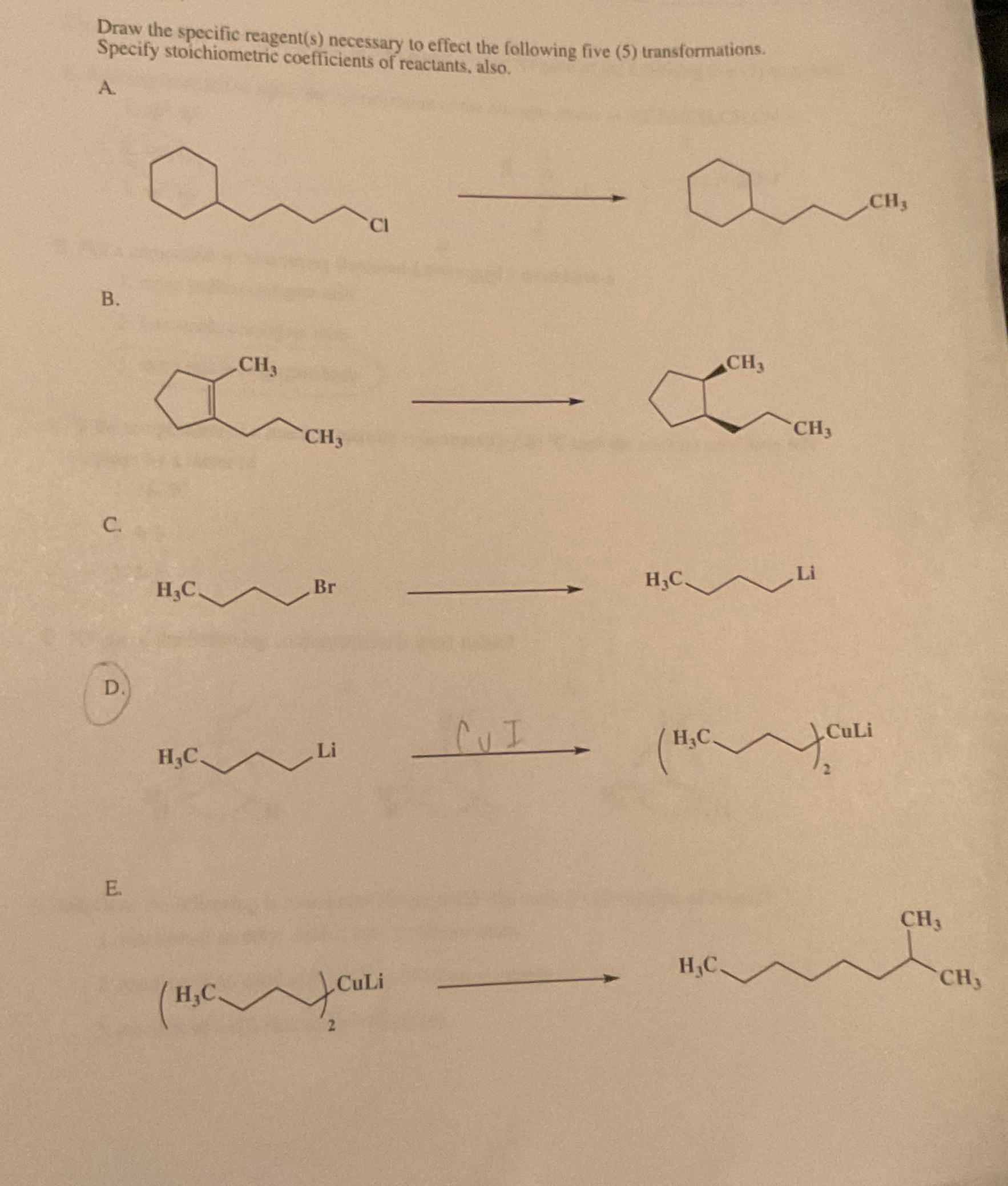 Solved Draw the specific reagent(s) ﻿necessary to effect the | Chegg.com