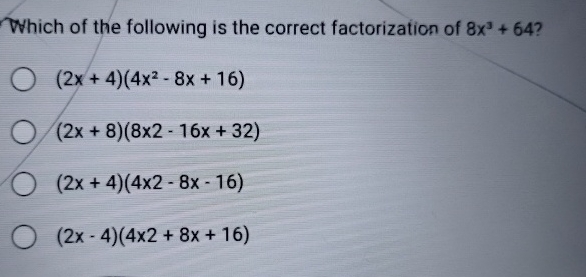 Solved Which of the following is the correct factorization | Chegg.com