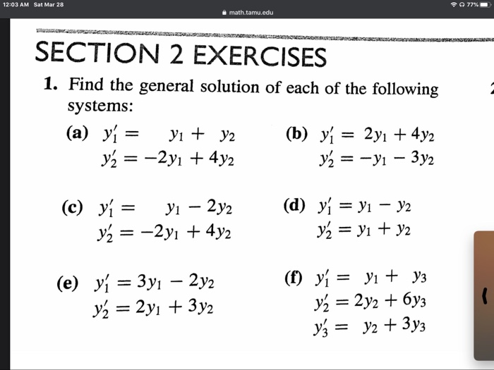 Solved 12:03 AM Sat Mar 28 S77% math.tamu.edu SECTION 2 | Chegg.com