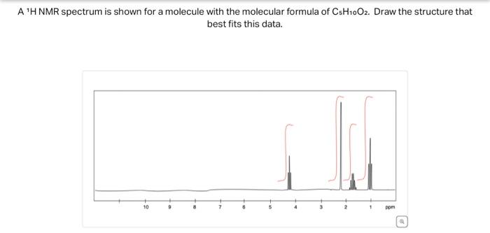 Solved a ¹H NMR spectrum is shown for a molecule with the | Chegg.com
