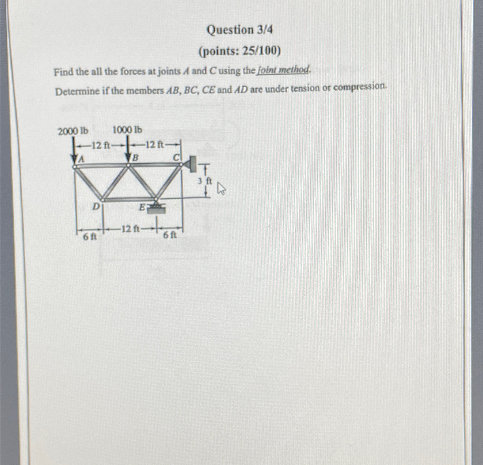 Solved Question 3/4(points: 25/100)Find the all the forces | Chegg.com