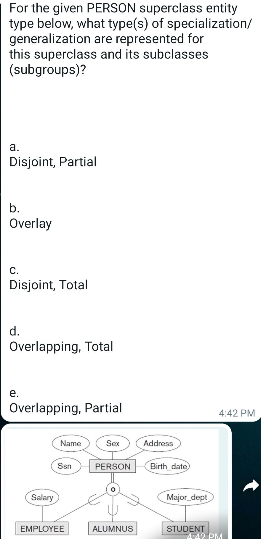 Solved For the given PERSON superclass entity type below, | Chegg.com