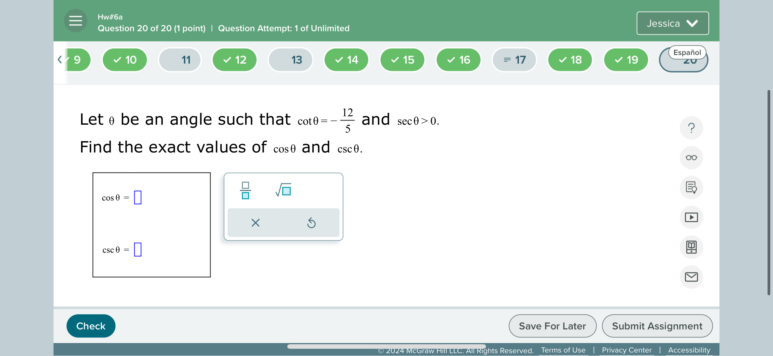 Solved Hw#6aQuestion 20 of 20 (1 point) | Question | Chegg.com Solved Hw#6aQuestion 20 of 20 (1 point) | Question | Chegg.com