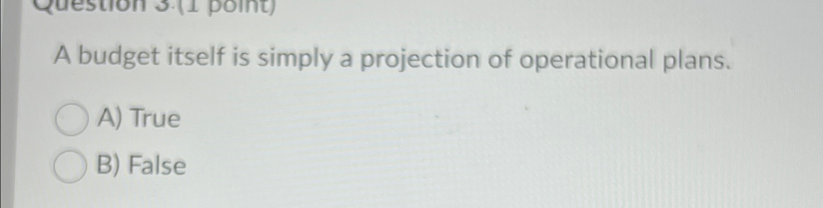 Solved A budget itself is simply a projection of operational | Chegg.com