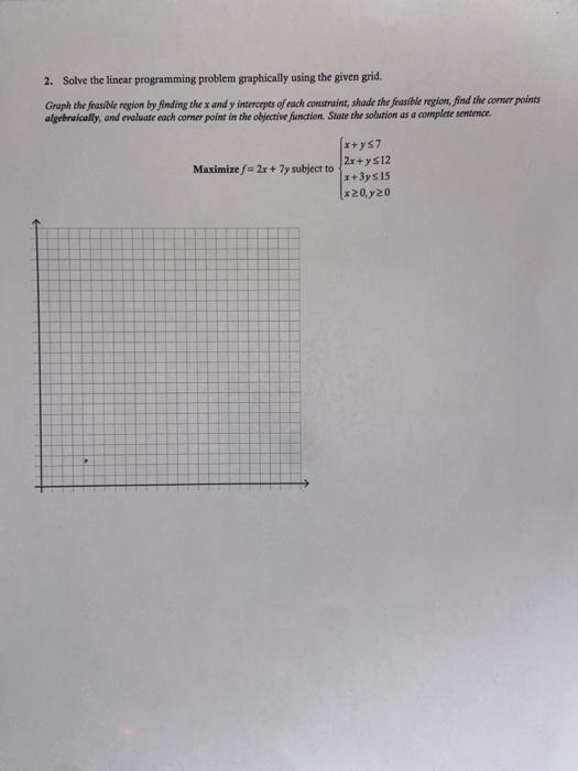 Solved 2. Solve the linear programming problem graphically | Chegg.com