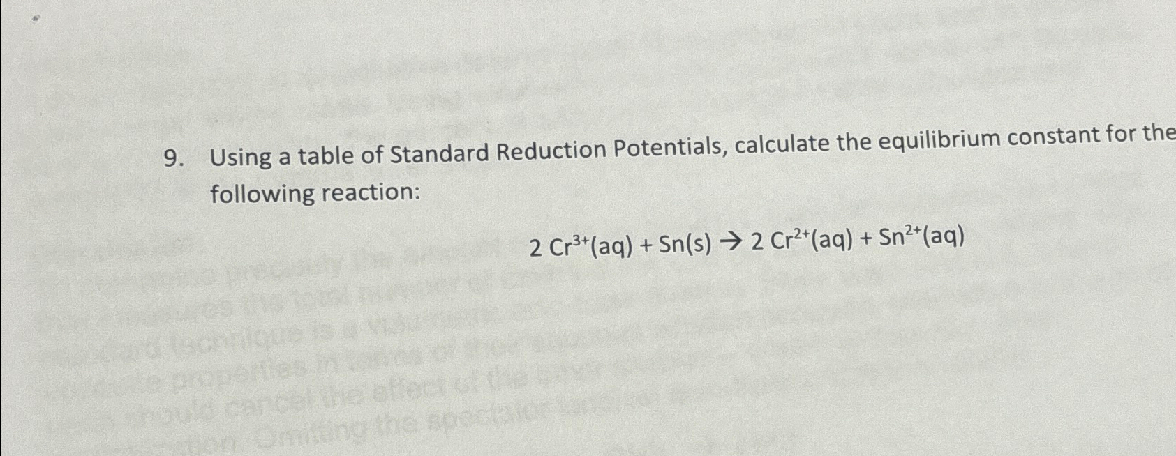 Solved Using A Table Of Standard Reduction Potentials