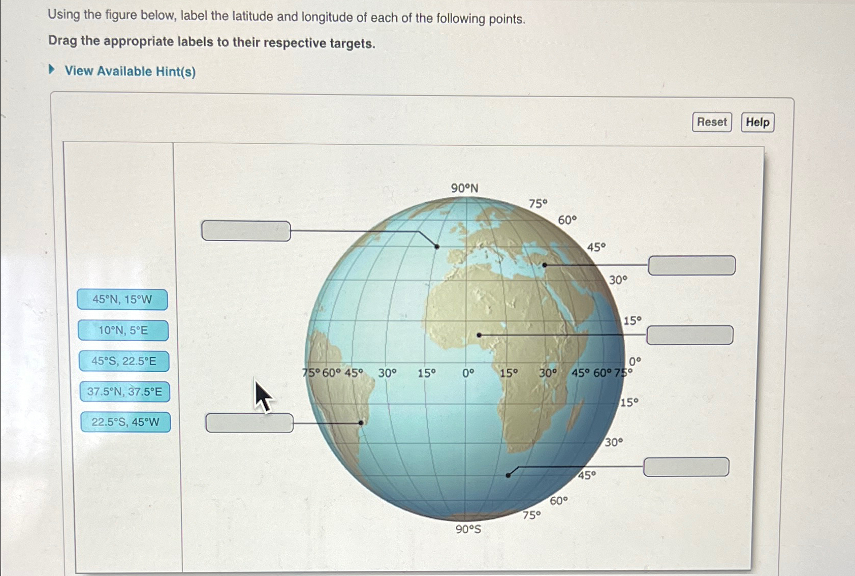 Solved Using the figure below, label the latitude and | Chegg.com