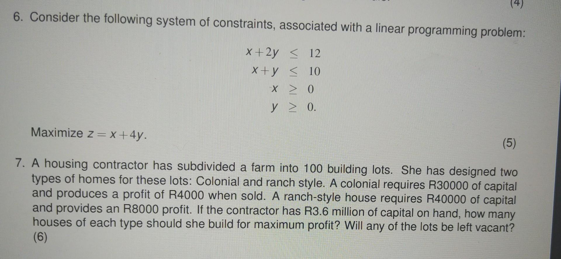Solved 6. Consider the following system of constraints, | Chegg.com