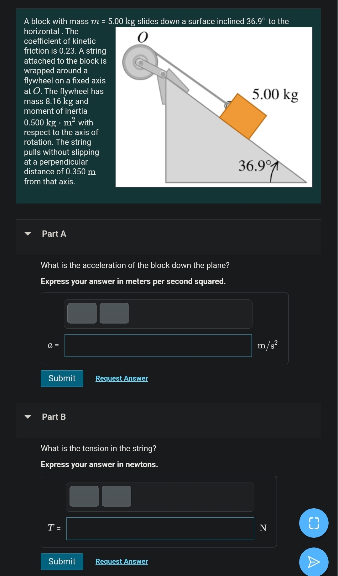 Solved A block with mass m=5.00kg ﻿slides down a surface | Chegg.com