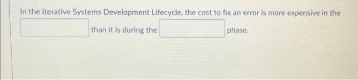 Solved In the iterative Systems Development Lifecycle, the | Chegg.com