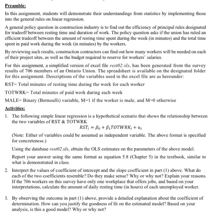 Preamble: In this assignment, students will | Chegg.com