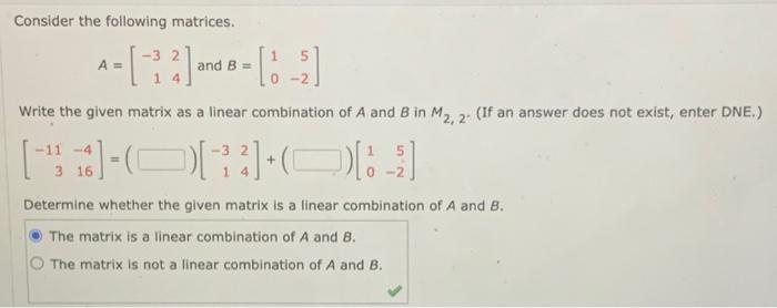 Solved Consider the following matrices. A=[−3124] and | Chegg.com