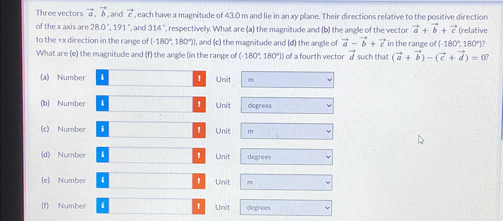 Solved Three vectors vec(a),vec(b), ﻿and vec(c), ﻿each have | Chegg.com