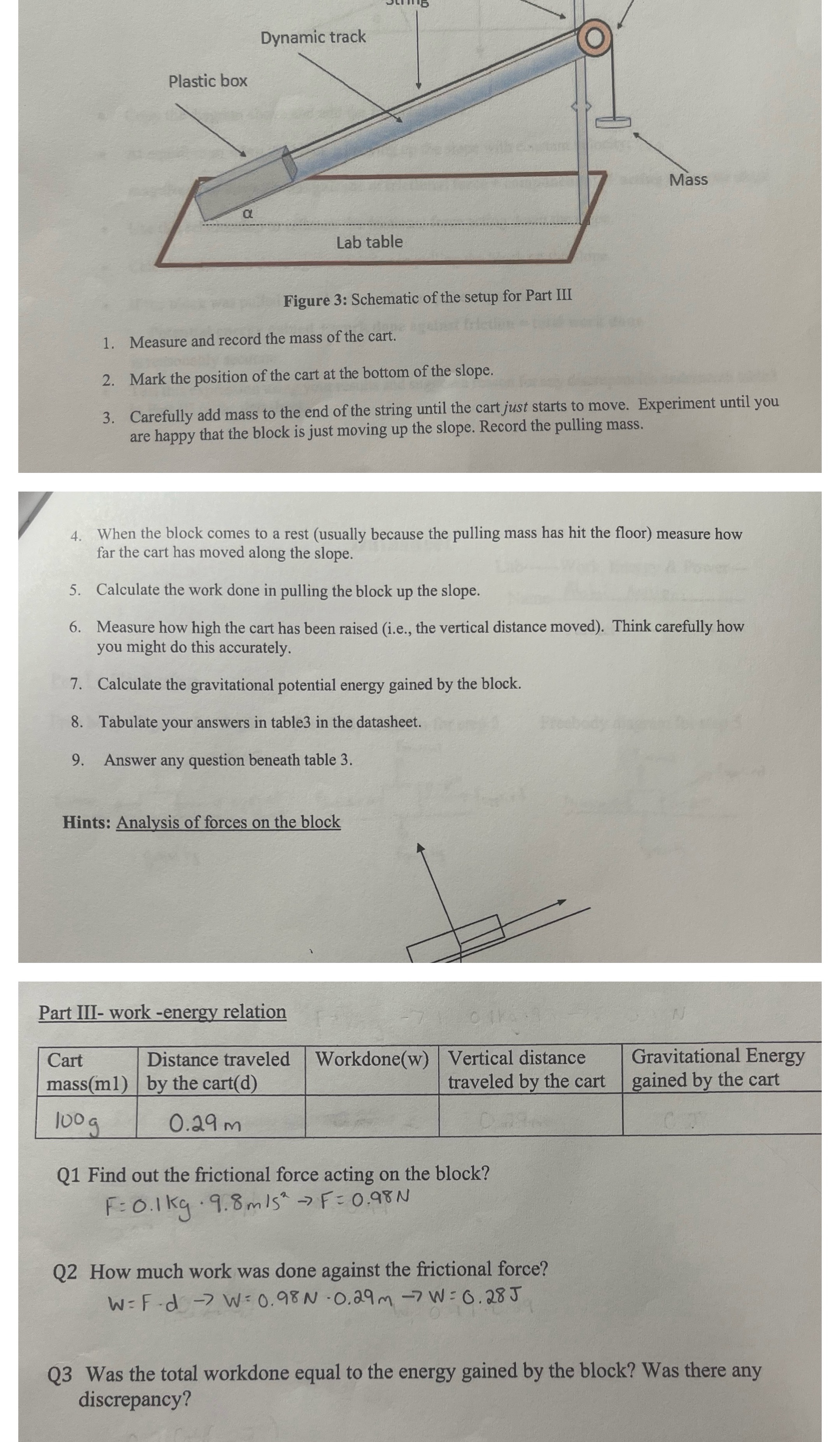 Solved Part III - ﻿Work-Energy relationshipIn this section | Chegg.com