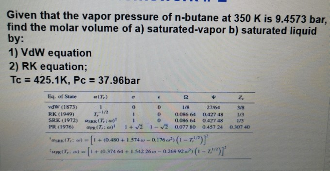 Solved Given that the vapor pressure of n-butane at 350 K is | Chegg.com