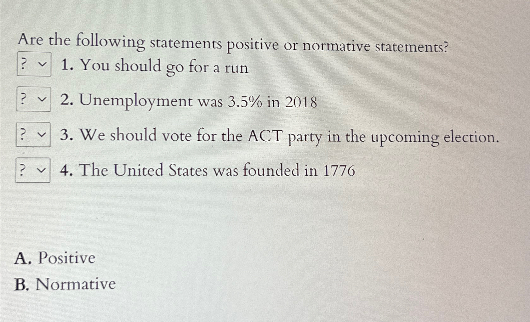 Solved Are the following statements positive or normative | Chegg.com