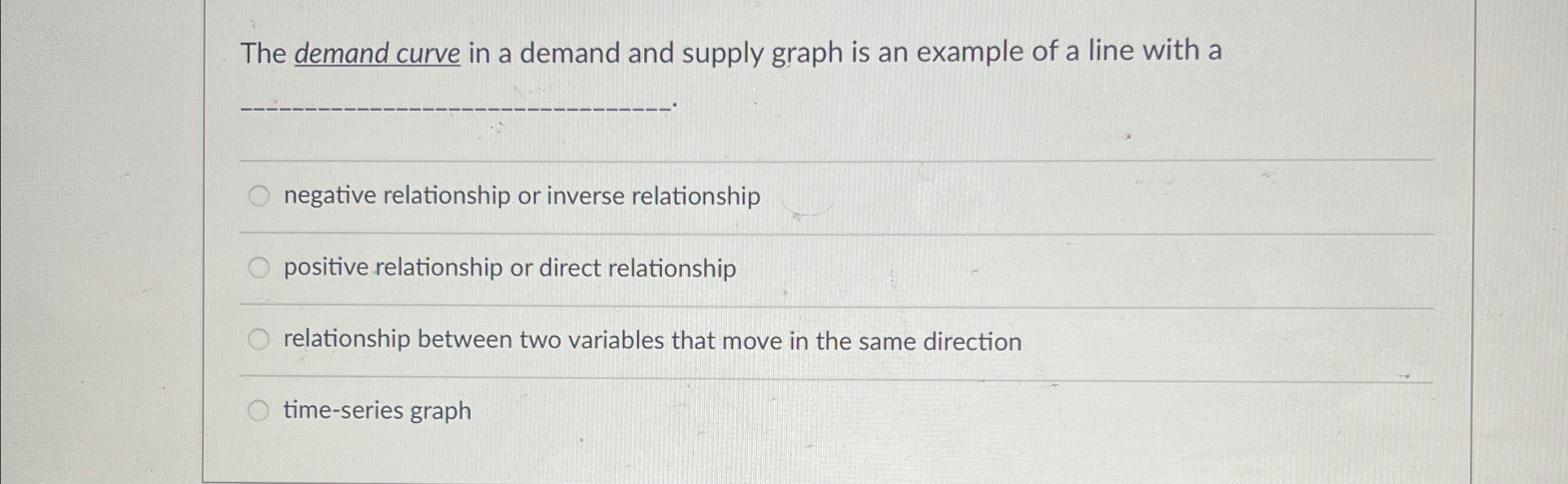 Solved The demand curve in a demand and supply graph is an | Chegg.com